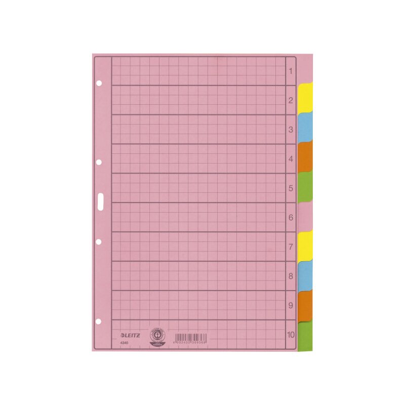 4340 Register - blanko, Papier, A4, 10 Blatt, Taben 2x 5-farbig