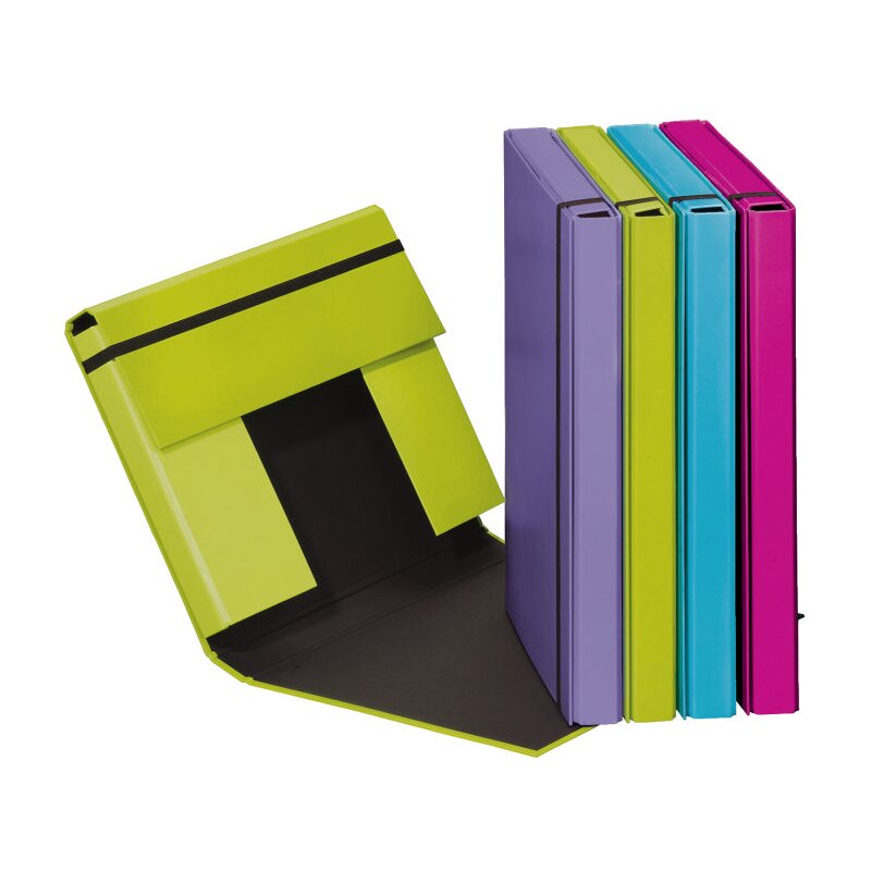 Heftbox Trend - A4, PP, 4 farbig sortiert, Gummizug